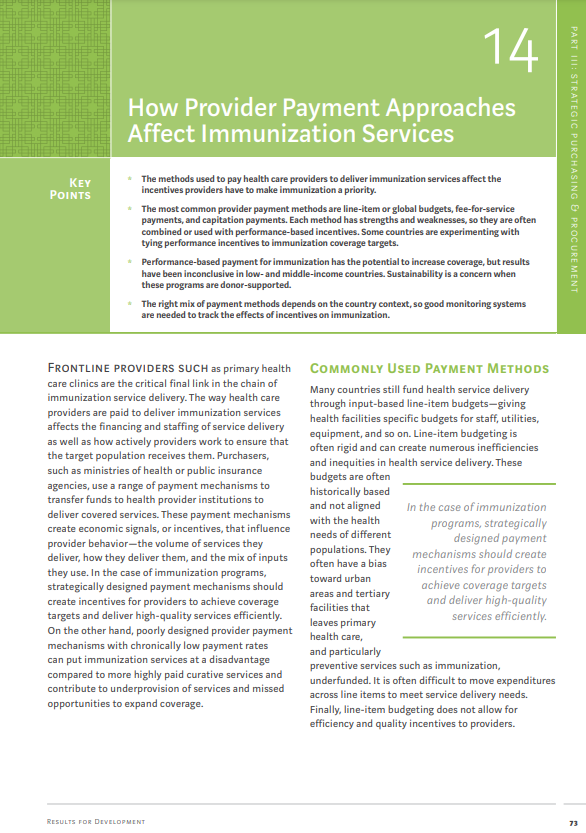 IMFIN brief 14: How provider payment approaches affect immunization ...