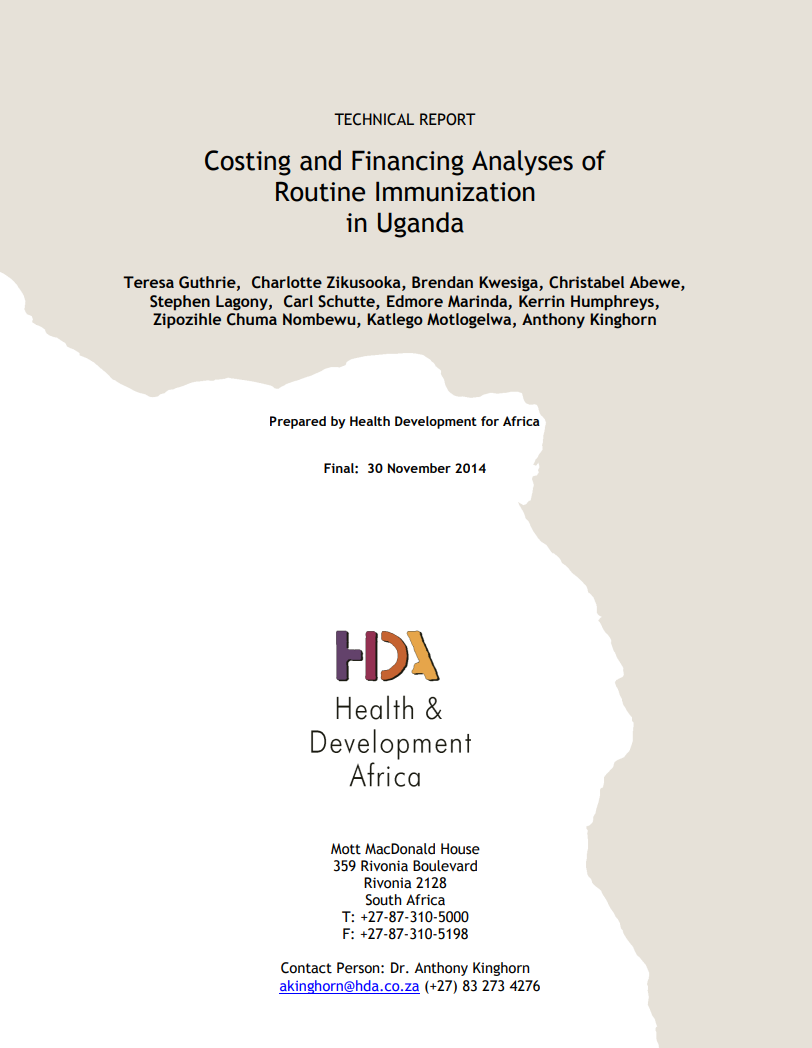 Costing and financing analyses of routine immunization in Uganda - Immunization Economics