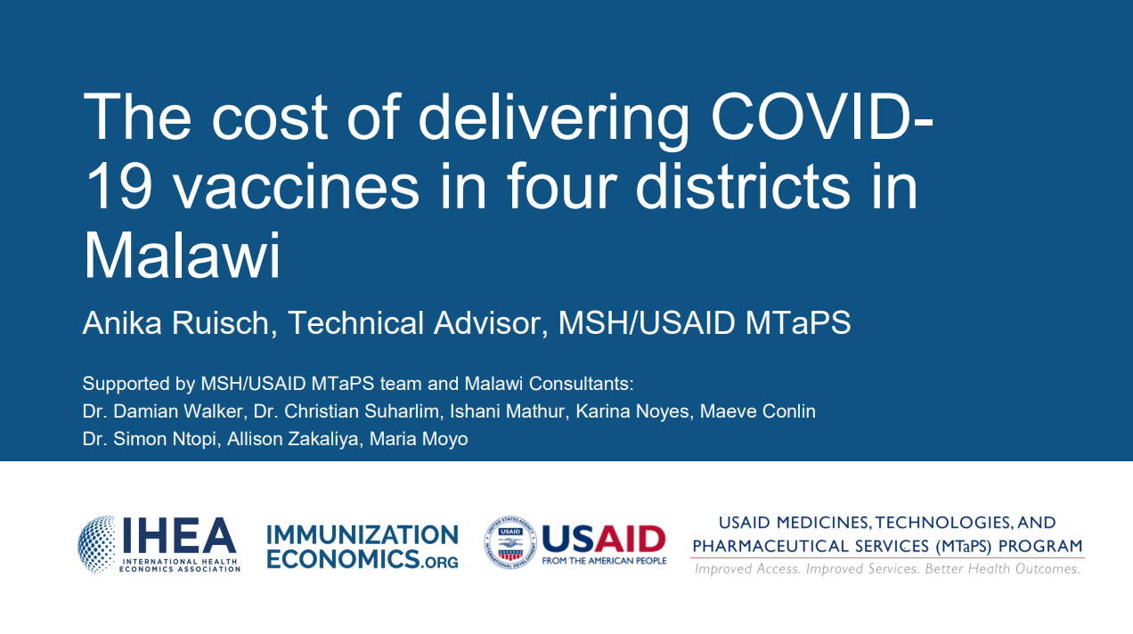 The cost of delivering COVID-19 vaccines in four districts in Malawi ...