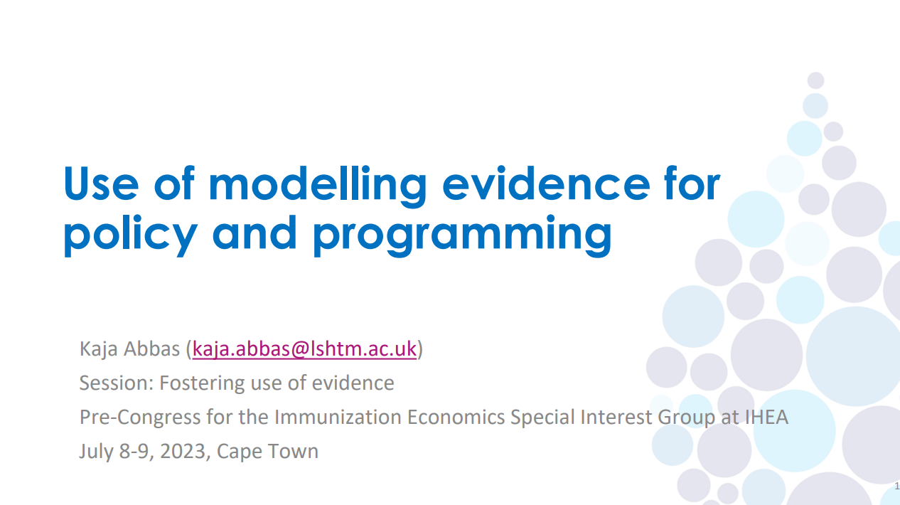 Use of modelling evidence for policy and programming - Immunization ...