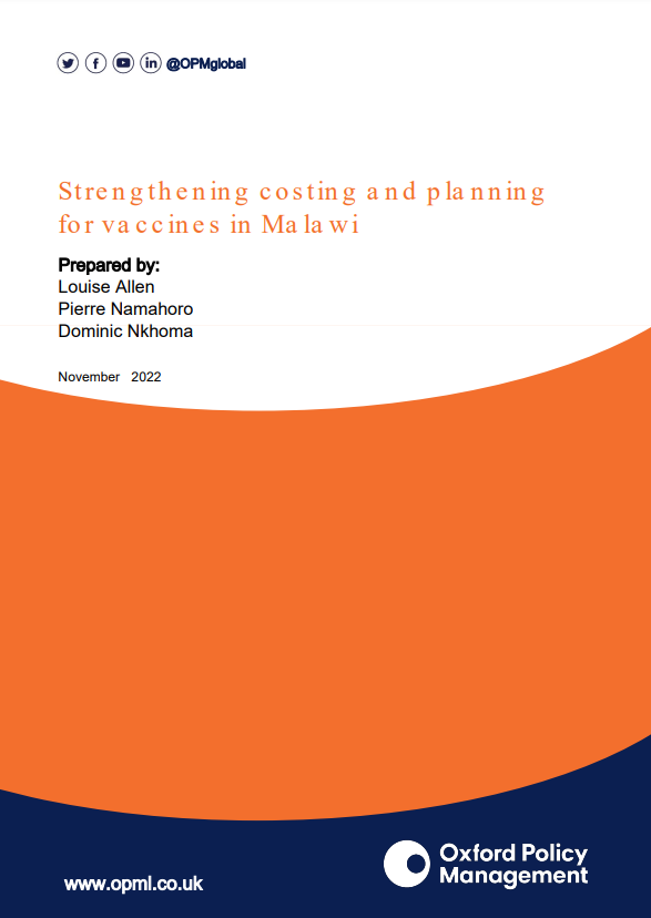 Strengthening costing, planning and budgeting for vaccines in Malawi - Immunization Economics