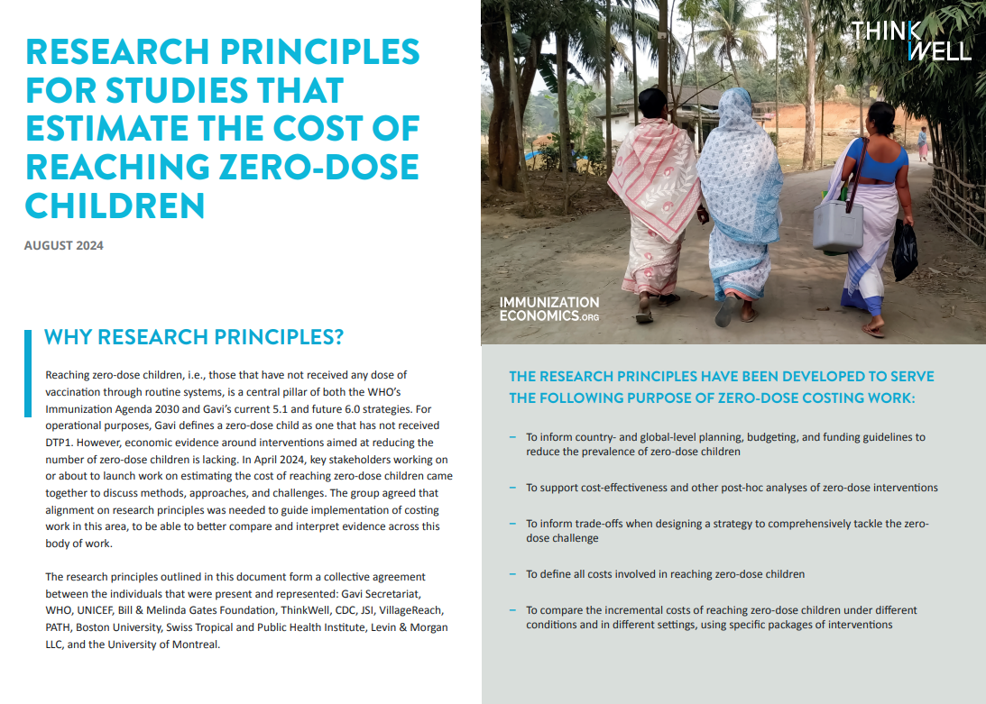 Zero-dose costing research principles released - Immunization Economics