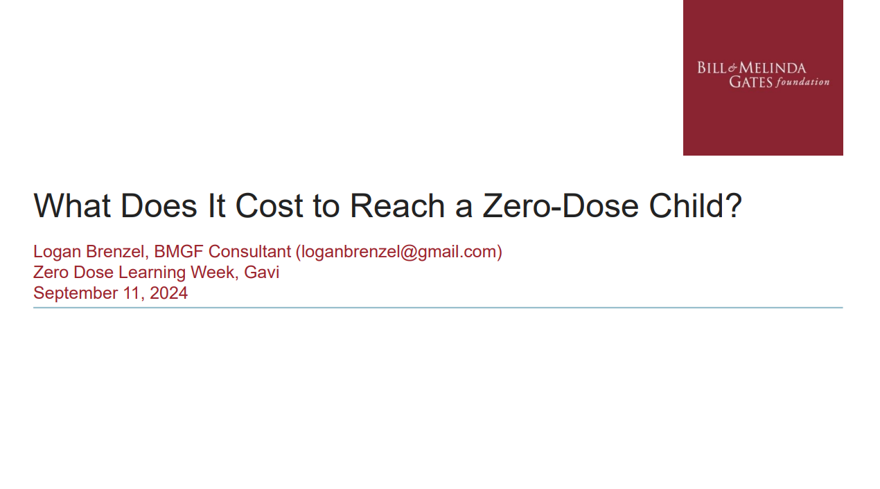 What Does It Cost to Reach a Zero-Dose Child? Zero-Dose Learning Week presentation ...