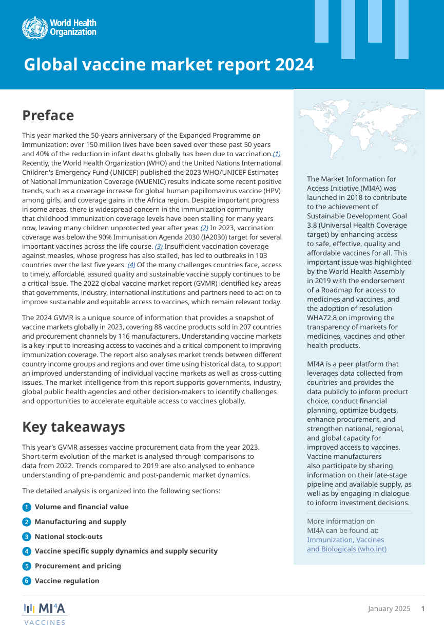 WHO releases global vaccine market report 2024 - Immunization Economics