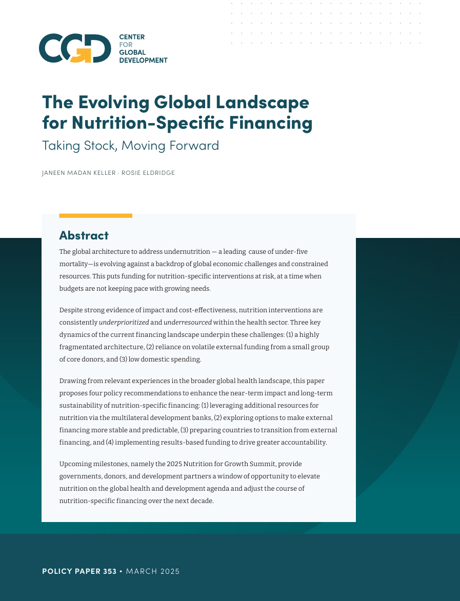 Rethinking Nutrition Financing for Greater Impact and Sustainability - Immunization Economics